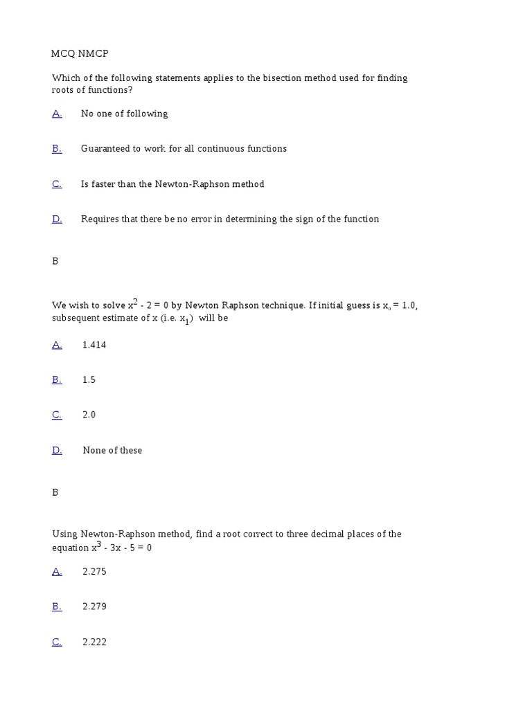 MCQ Nmcpmix | PDF | Numerical Analysis | Equations