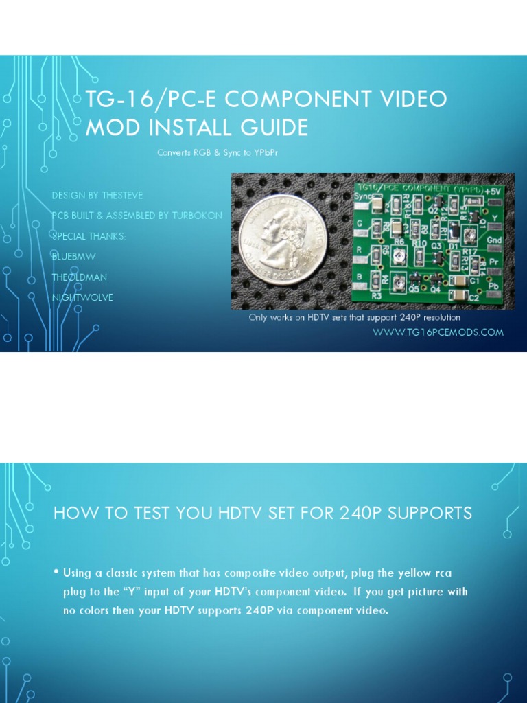 TG-16/PC-E Component Video Mod Guide | PDF | Rgb Color Model | Electronics