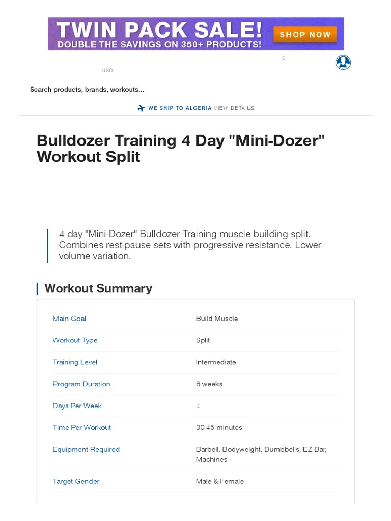 Bulldozer Training 4 Day - Mini-Dozer - Workout Split - Muscle ...