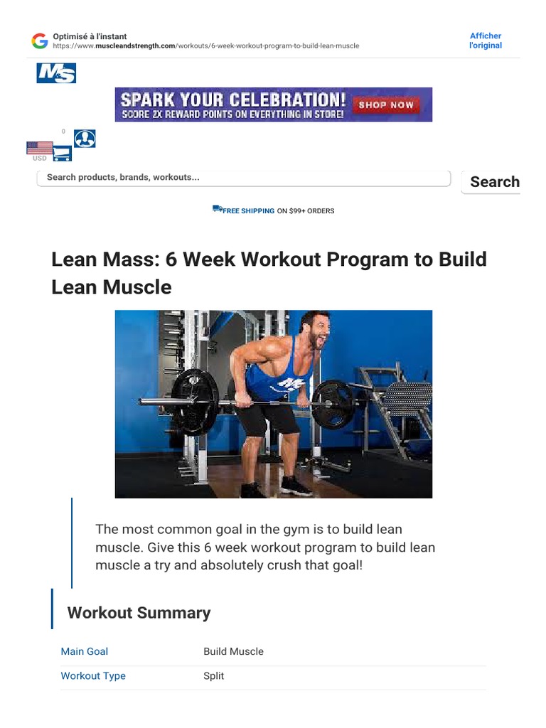 6 Week Workout Program To Build Lean Muscle | PDF | Determinants Of ...