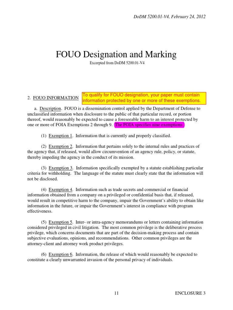 FOUO Guidance | PDF | Classified Information | Freedom Of Information ...
