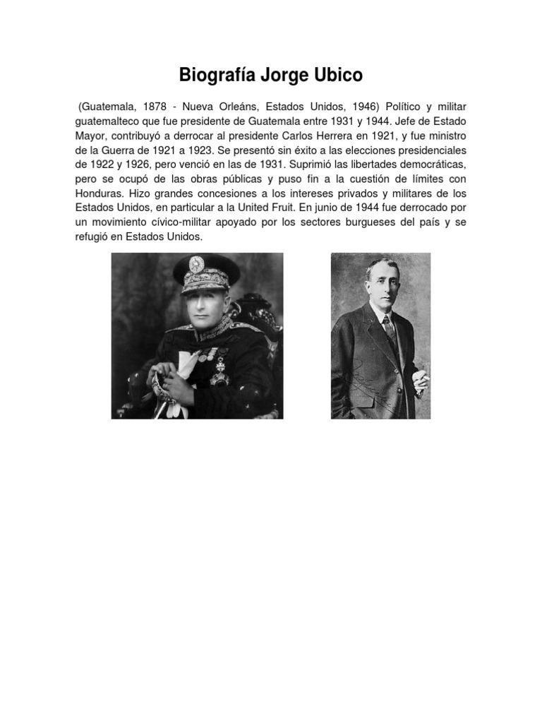 Biografía Jorge Ubico | PDF