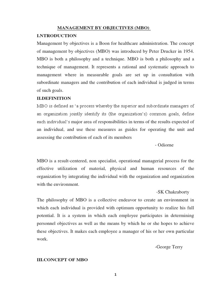 An Overview of the Philosophy and Process of Management by Objectives ...