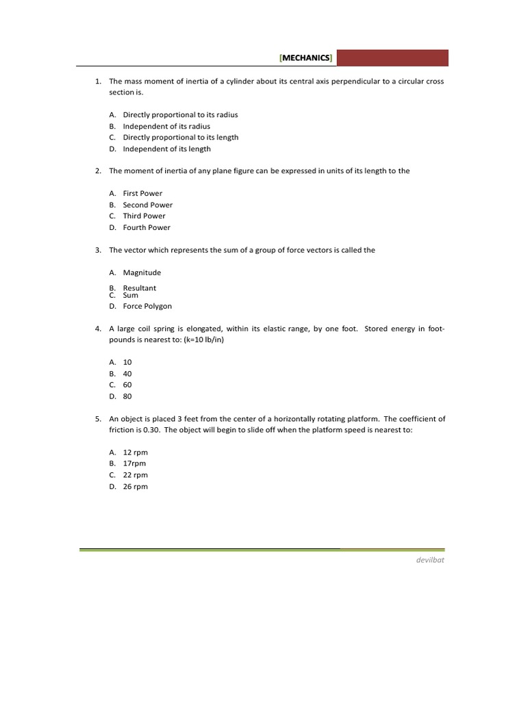Mechanics Reviewer | PDF | Force | Weight