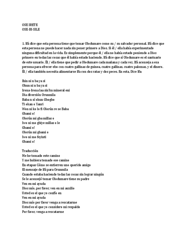 15 Ose Irete Ingles | PDF | Santeria | Religión y creencia