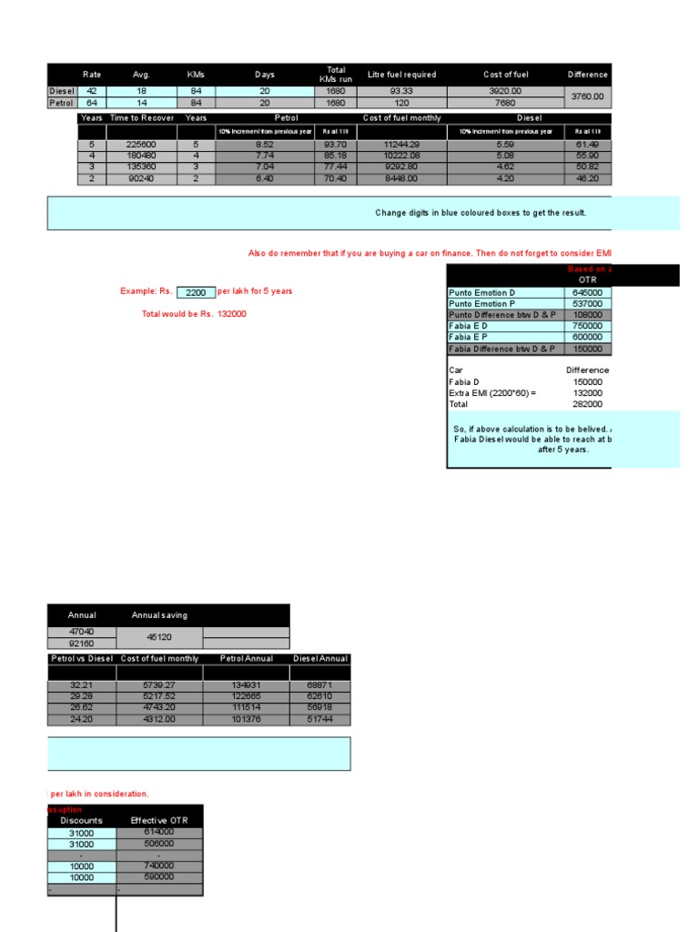 Car Calculation | PDF | Motor Vehicle | Car