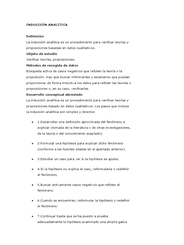 Inducción Analítica | PDF | Razonamiento inductivo | Teoría