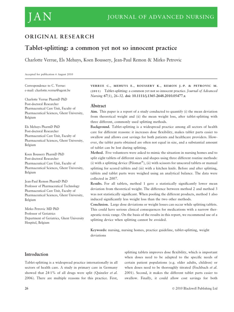 Tablet-Splitting: A Common Yet Not So Innocent Practice ...