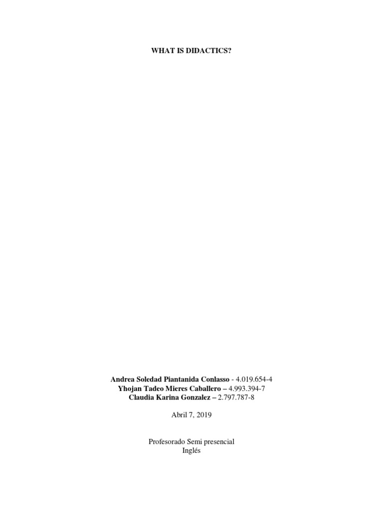 What Is Didactics? | PDF | Teachers | Learning