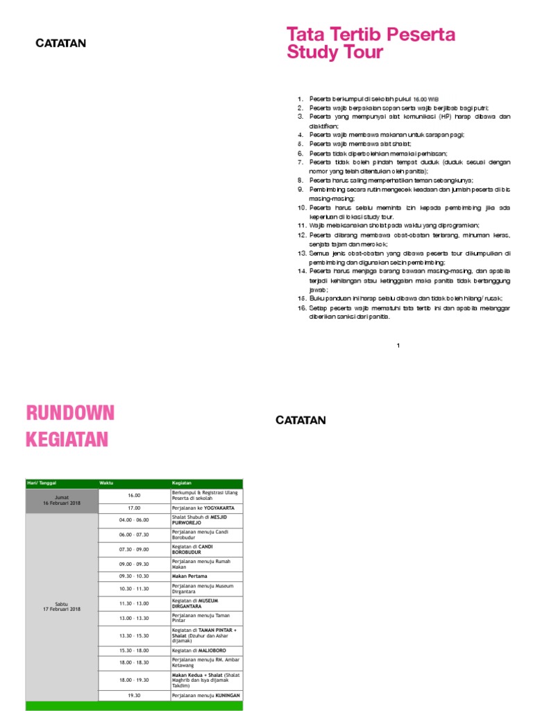 Tata Tertib dan Rundown Study Tour | PDF