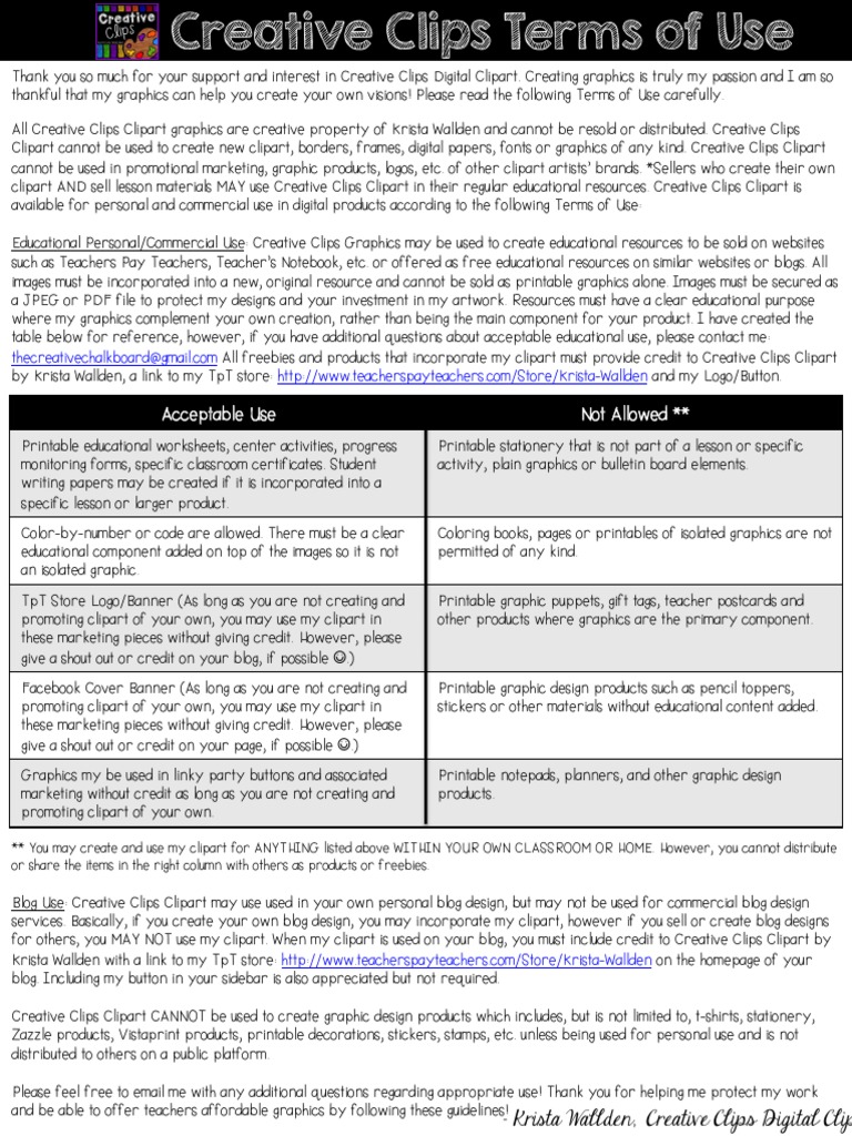 Creative Clips - Terms of Use Guidelines PDF | PDF | Graphic Design ...