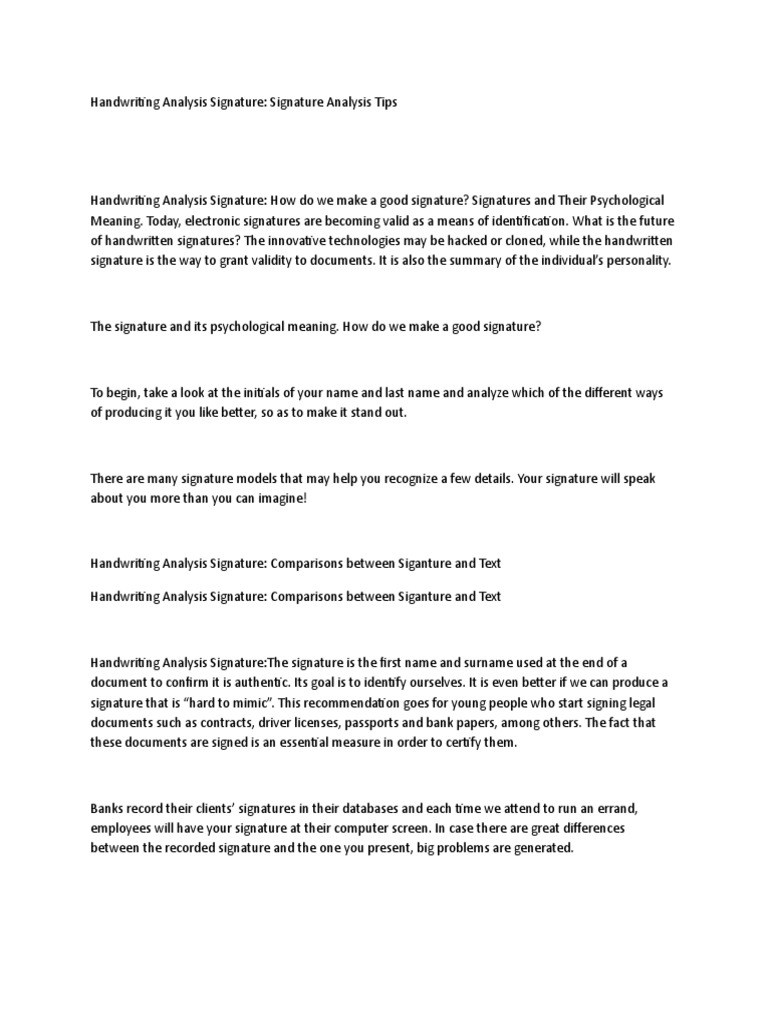 Signature Analysis | PDF | Graphology | Signature