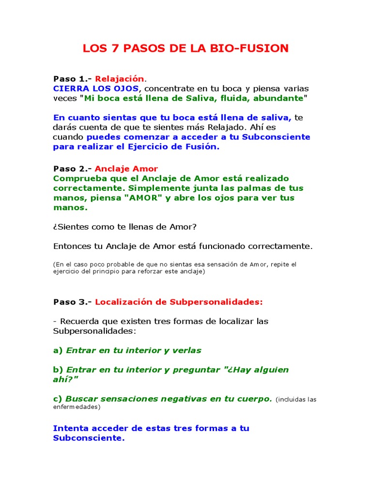 Los 7 Pasos de La Bio-Fusion | PDF | Sicología