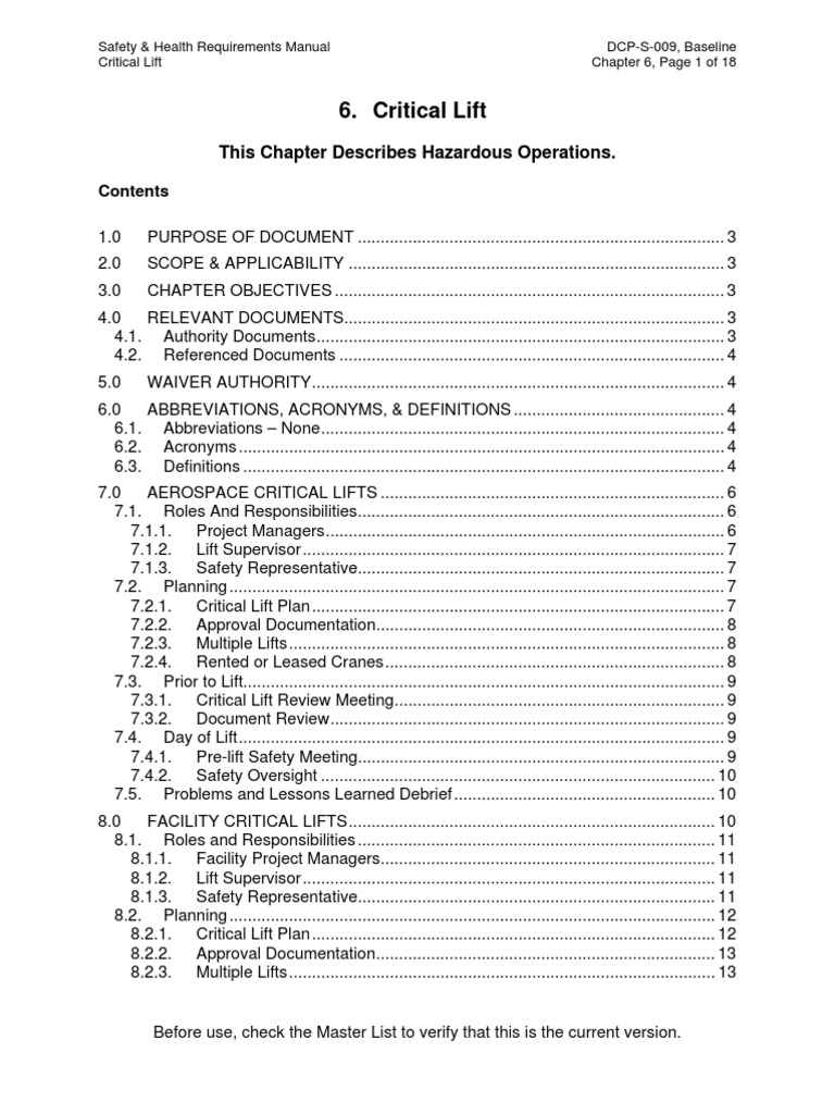 Critical Lift Plan | PDF