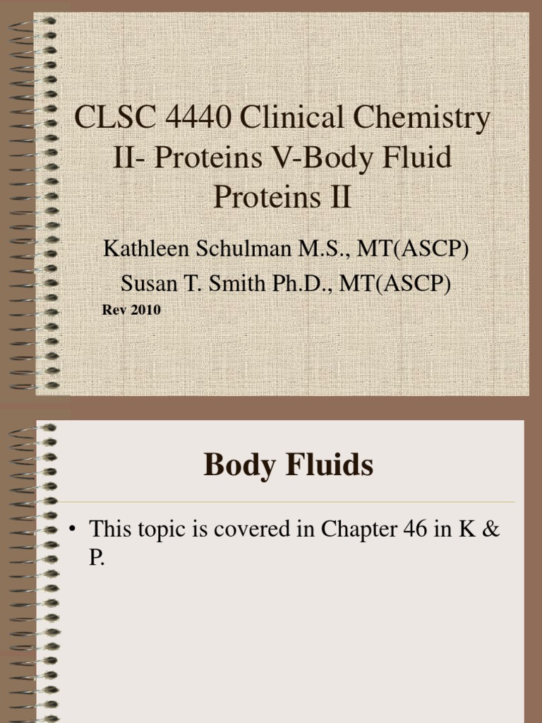 Body Fluids Proteins | PDF | Medicine | Diseases And Disorders