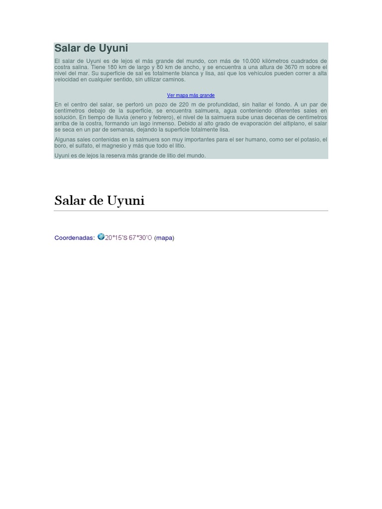 Uyuni: El Mayor Desierto de Sal | PDF | Ciencias de la Tierra ...