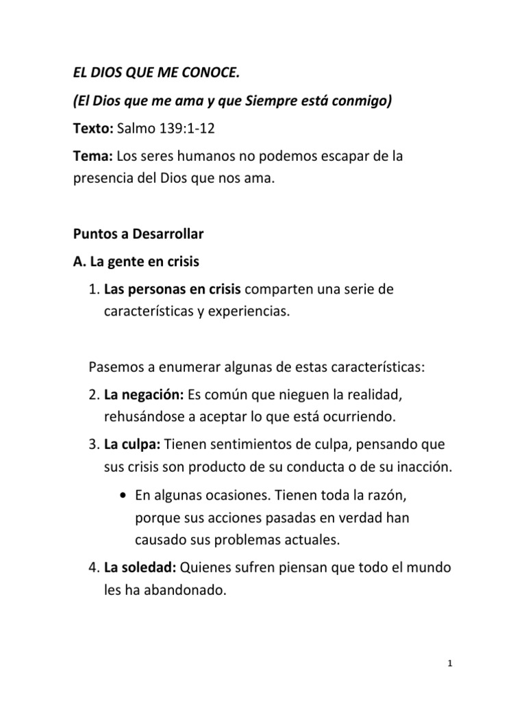 El Dios Que Me Conoce | Descargar gratis PDF | Salmos | Soledad