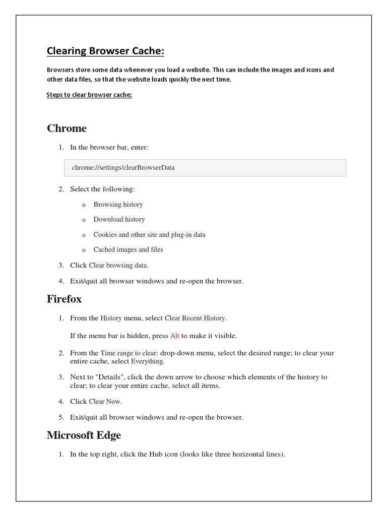 Browser Cache Clearing Guide | PDF | Safari (Web Browser) | Http Cookie