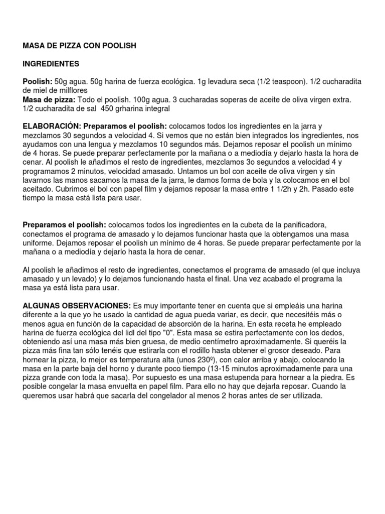 Pizza Poolish | PDF | Pizza | Levadura