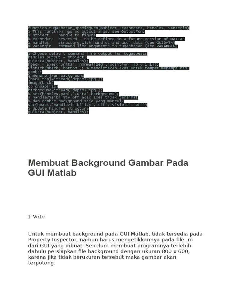 Menampilkan Background Matlab | PDF