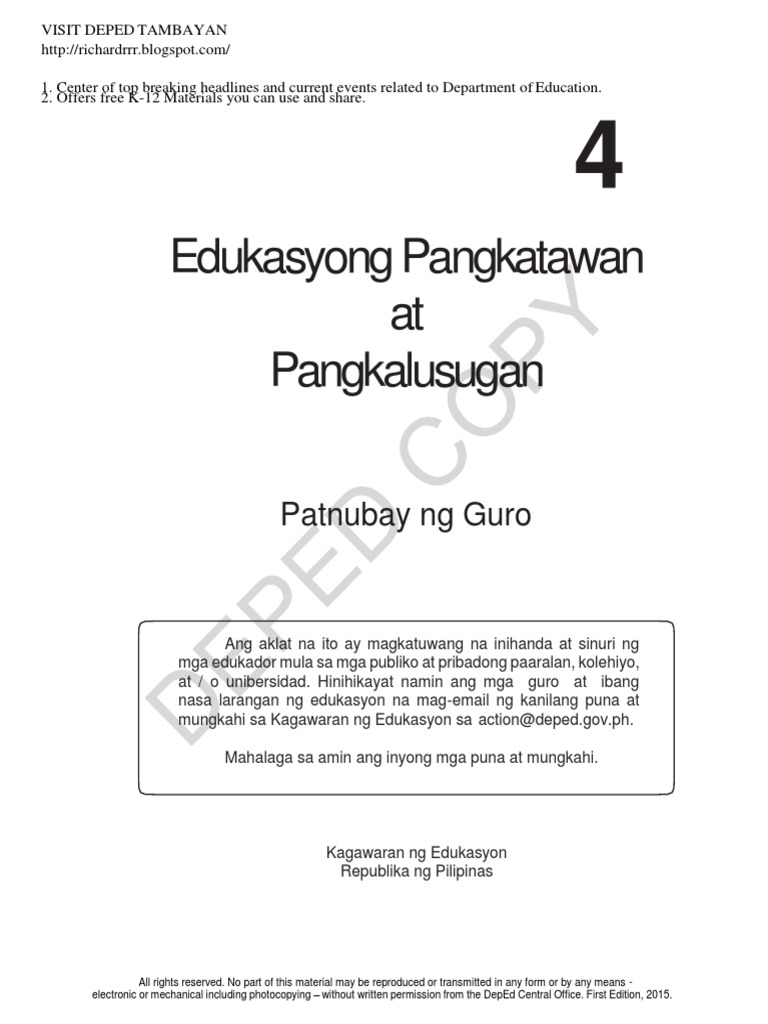 Grade 4 TG Health Quarter 1 | PDF