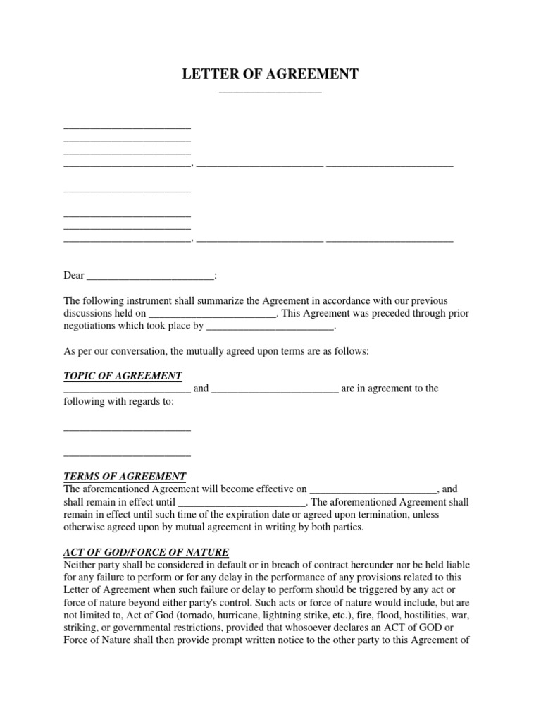 Letter of Agreement Template | PDF