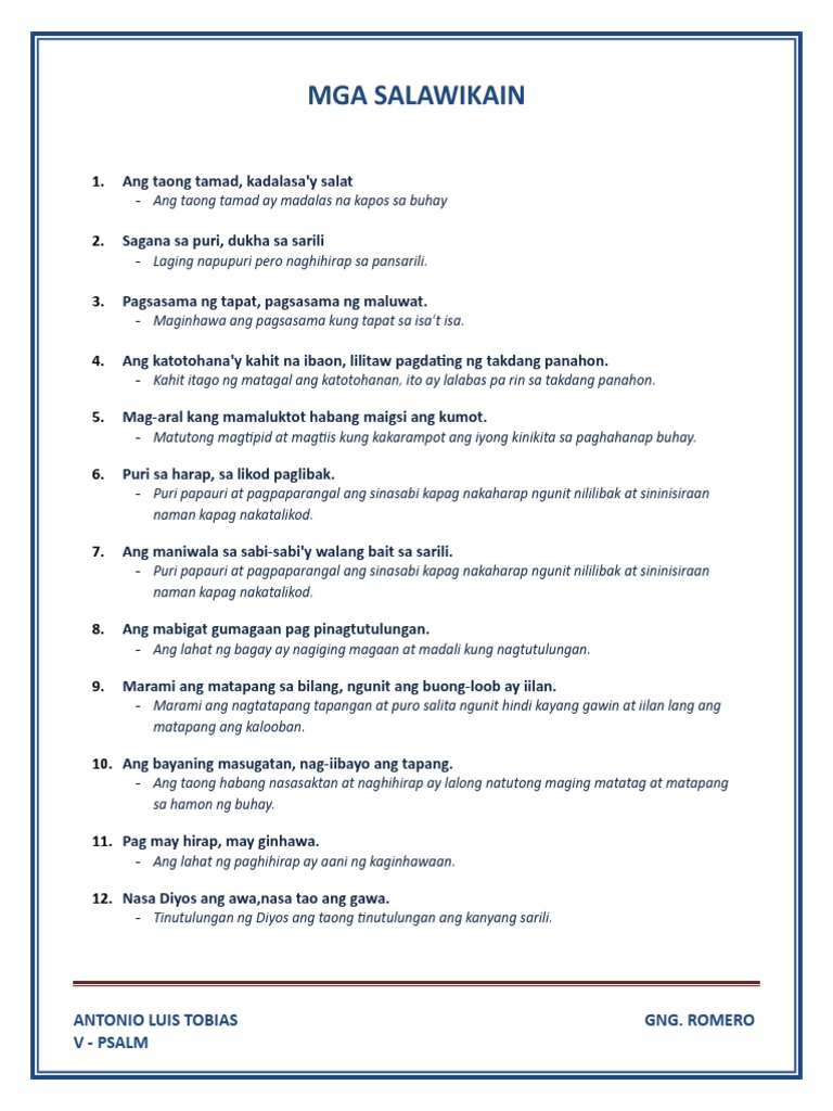 Mga Salawikain | PDF