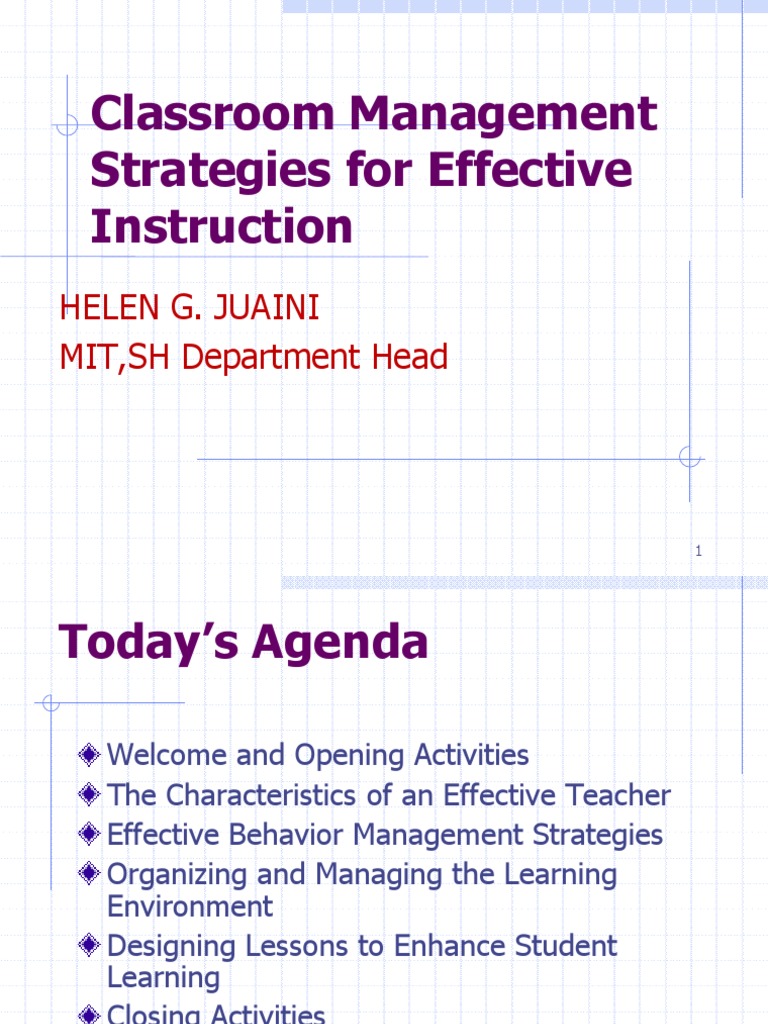 Classroom Management Strategies For Effective Instruction | PDF | Anger ...