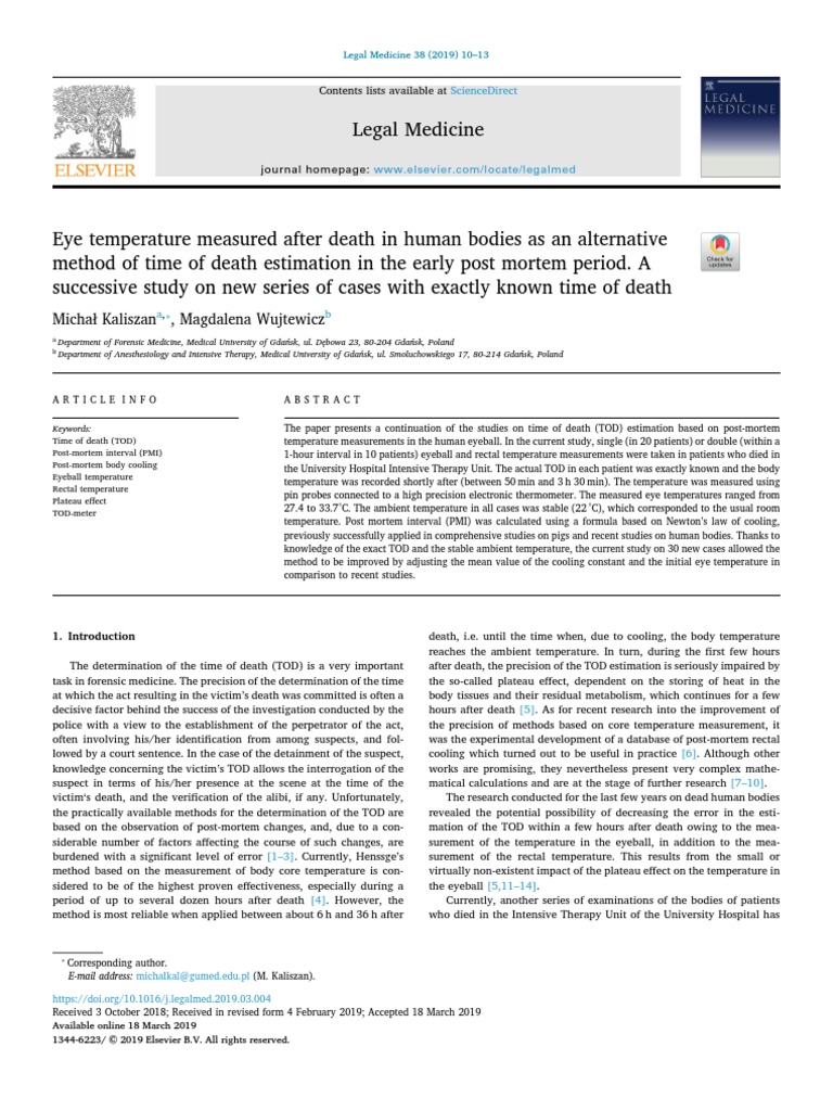 Legal Medicine: Sciencedirect | PDF | Thermometer | Autopsy