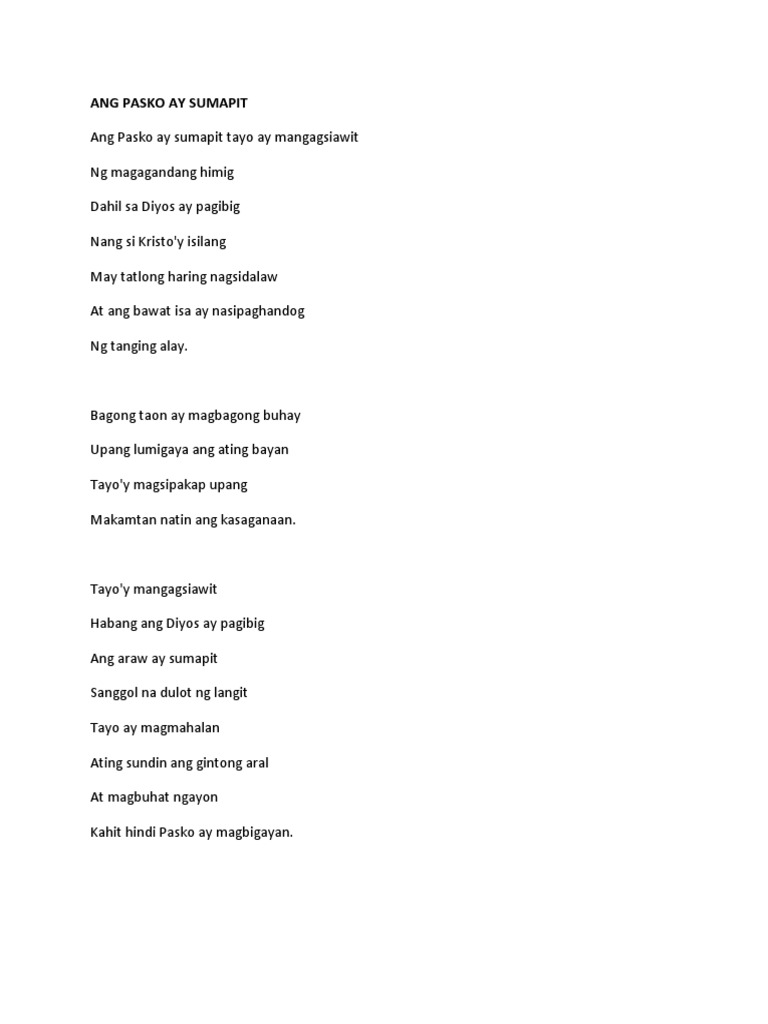 Ang Pasko Ay Sumapit | PDF | Joy To The World | Jesus