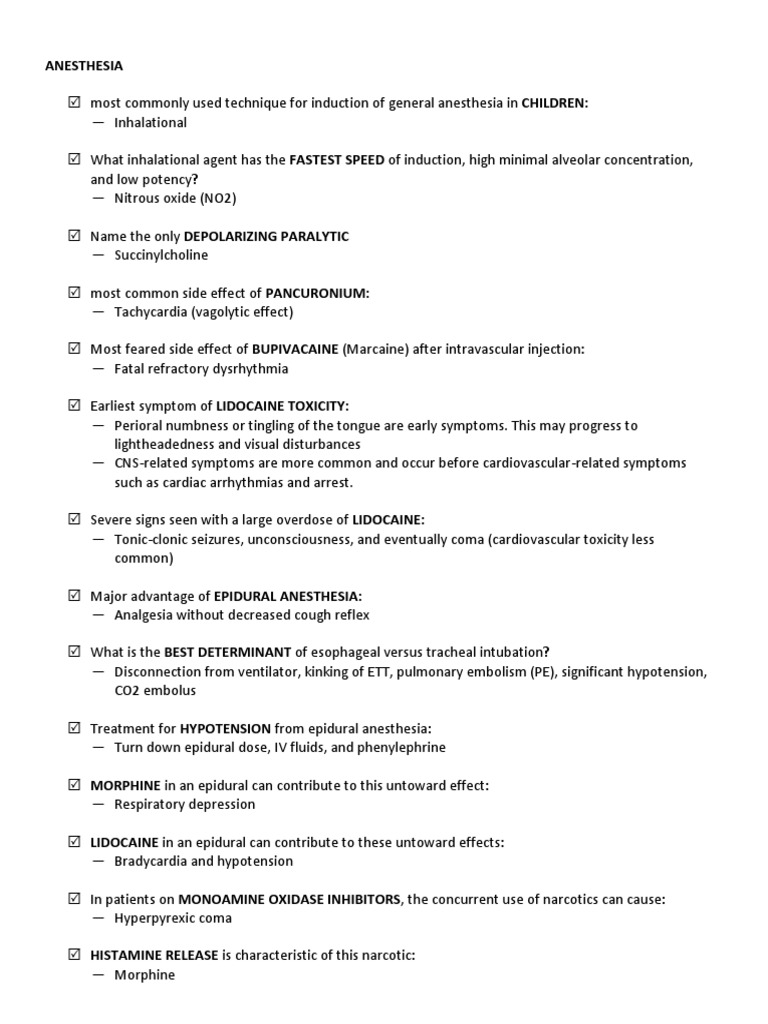 Anesthesia MCQ | Download Free PDF | Anesthesia | Pharmacology