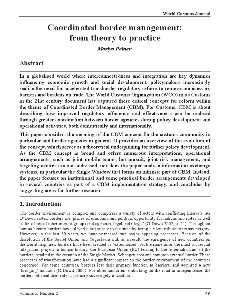 Coordinated Border Management Insights | PDF | U.S. Customs And Border ...