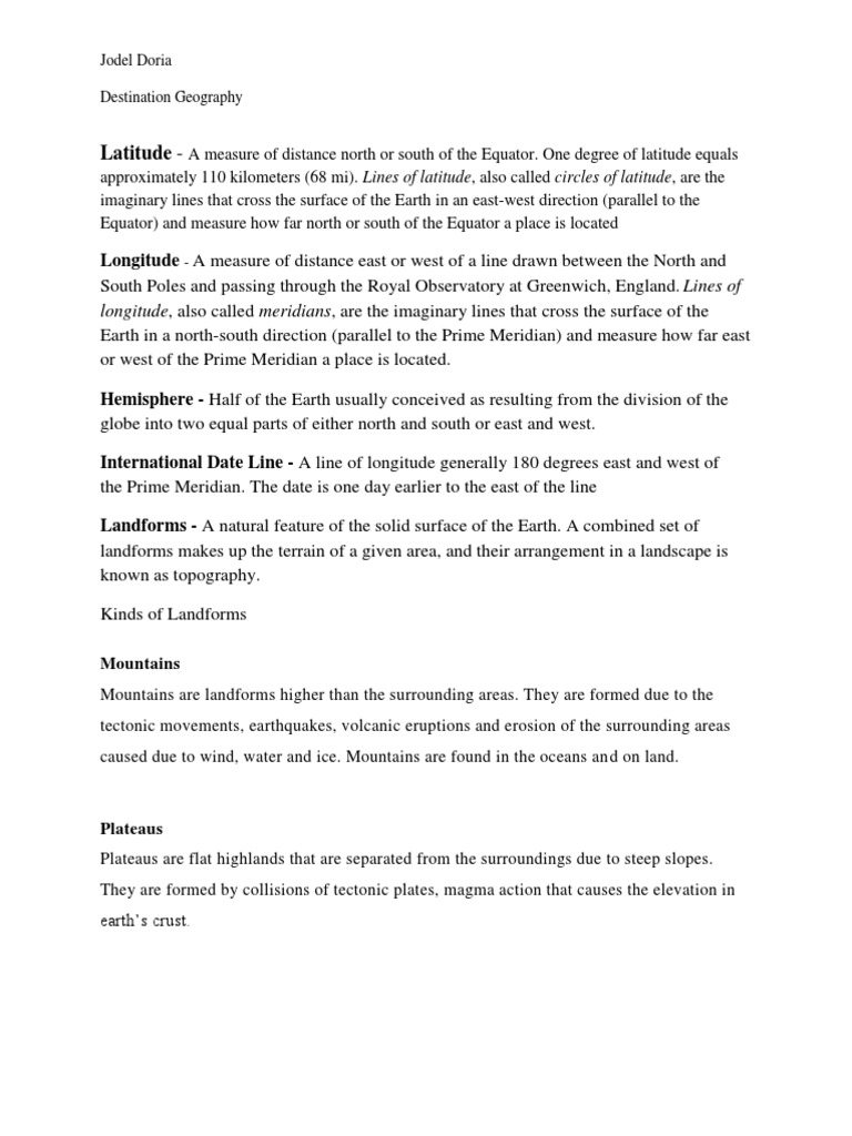 Destination Geography - GEOTERMS | PDF | Glacier | Climate