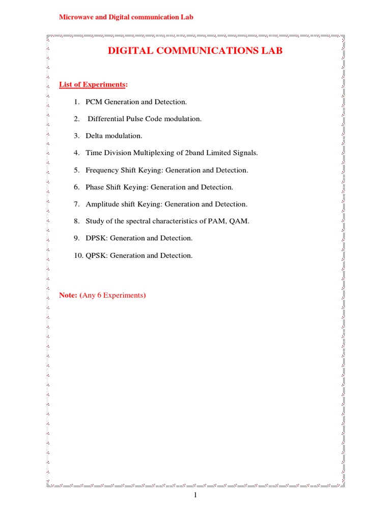 Digital Communications Lab: List of Experiments | PDF | Modulation ...