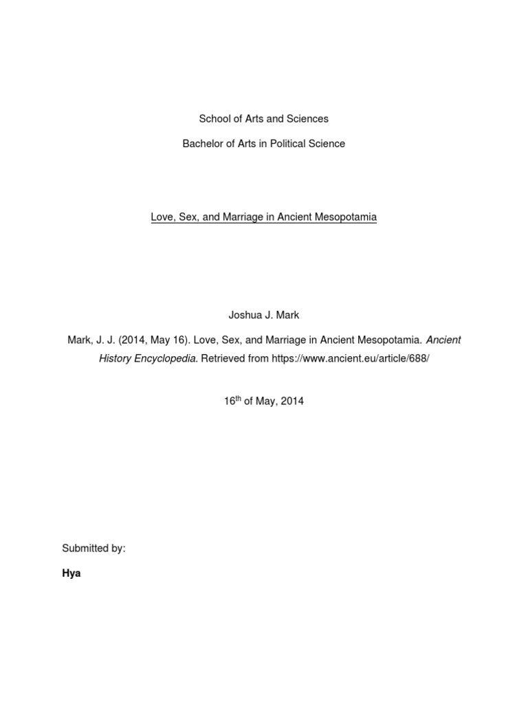 Love, Sex, and Marriage in Ancient Mesopotamia by Hya | PDF | Husband ...