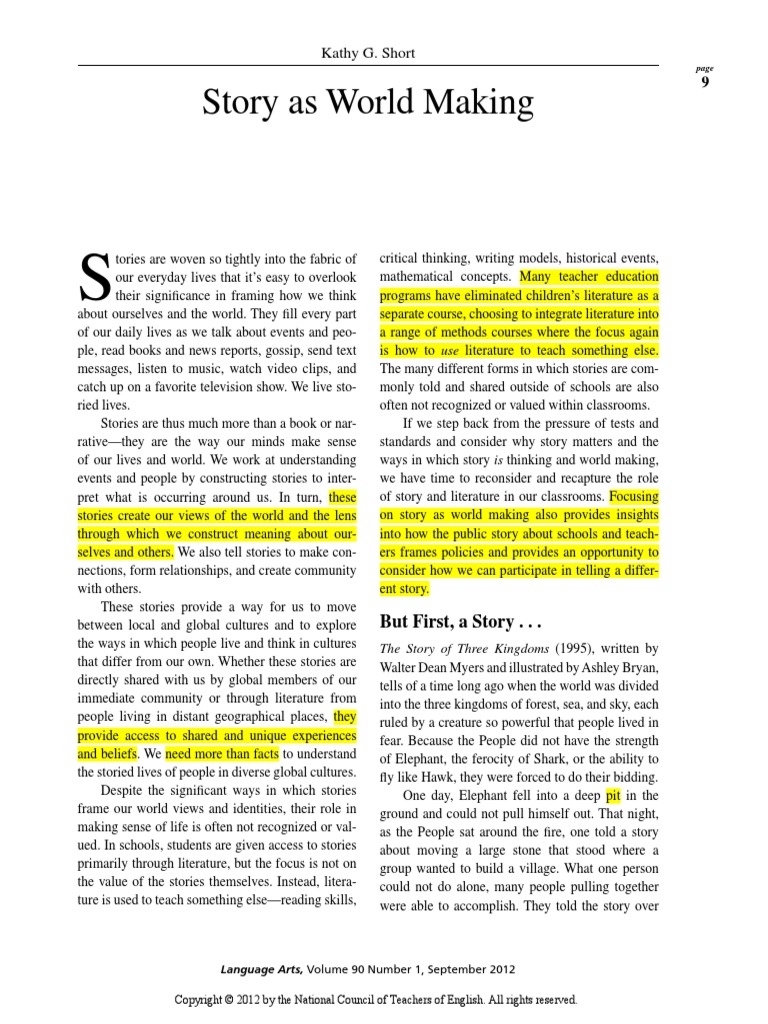 Story As World Making | PDF | Books | Mind