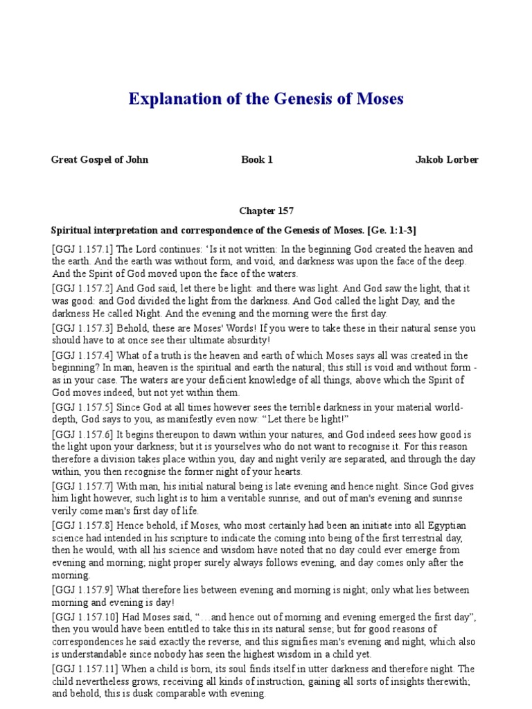 Explanation of The Genesis of Moses | PDF | Genesis Creation Narrative | Heaven