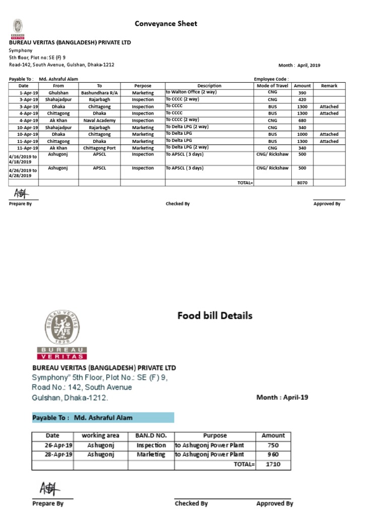 Conveyance Sheet: Bureau Veritas (Bangladesh) Private LTD | Download ...