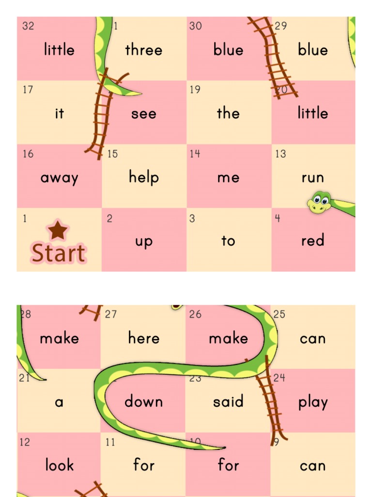 Sight Words Snakes Ladders Dolch Pre-K PDF | PDF