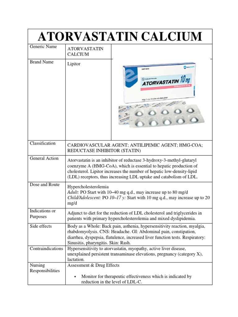 A Comprehensive Overview of Atorvastatin Calcium (Lipitor): Indications ...
