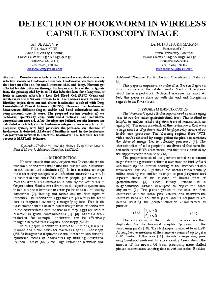 Detection of Hookworm in Wireless Capsule Endoscopy Images Using Adaboost Classifier | PDF ...