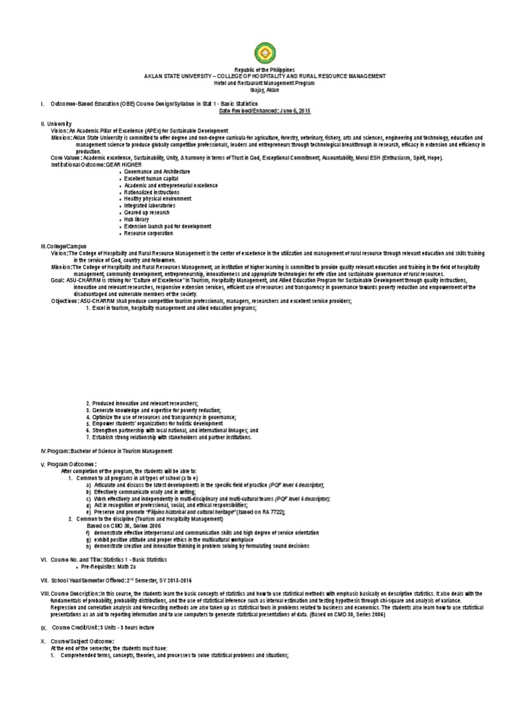 Statistics Syllabus | PDF | Statistics | Regression Analysis