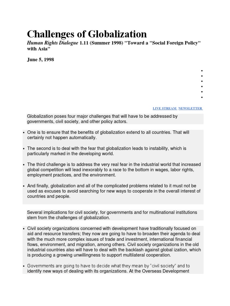 Globalization's Key Challenges Explained | PDF | Artificial ...