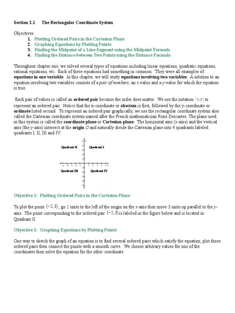 2.1 SS | PDF | Cartesian Coordinate System | Analytic Geometry