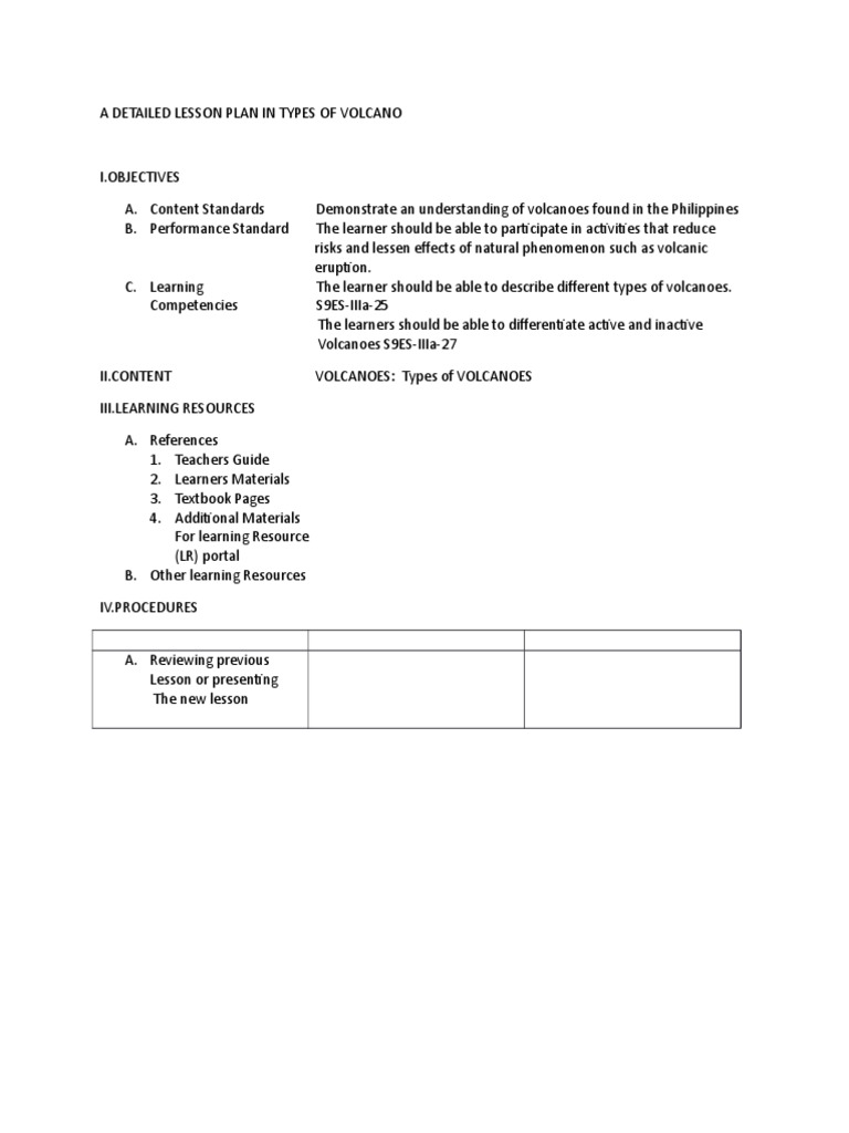 Lesson Plan in Science 10 | PDF | Volcano | Types Of Volcanic Eruptions