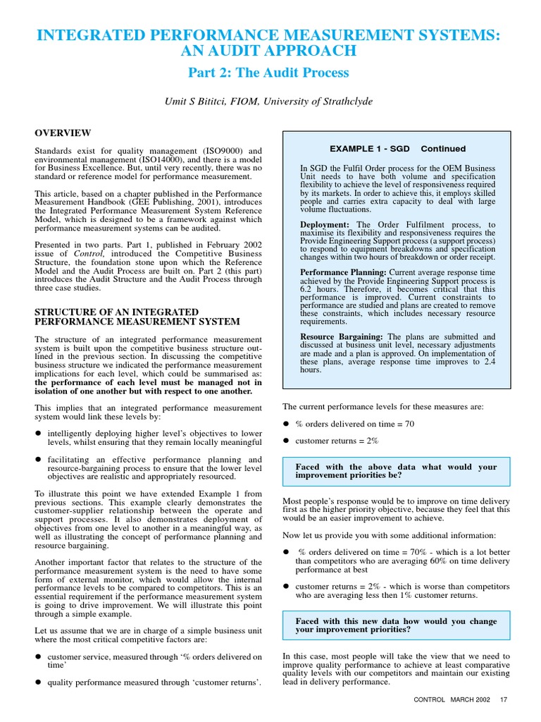 Integrated Performance Measurement Systems | PDF | Audit | Business Process
