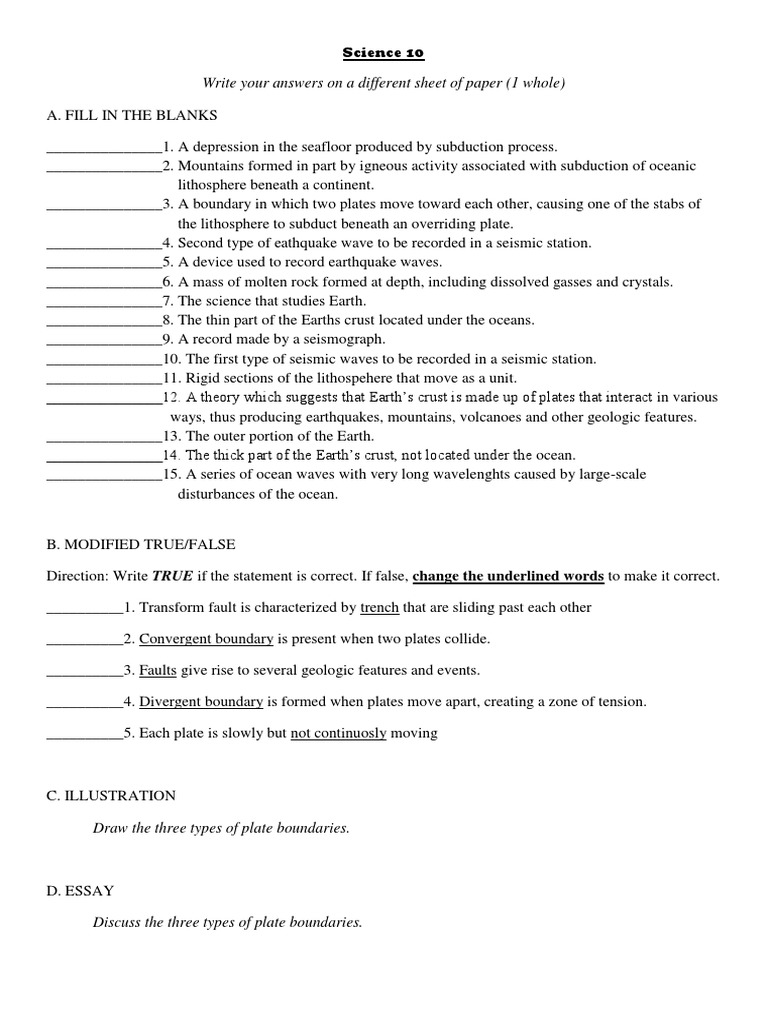 Write Your Answers On A Different Sheet of Paper (1 Whole) | PDF