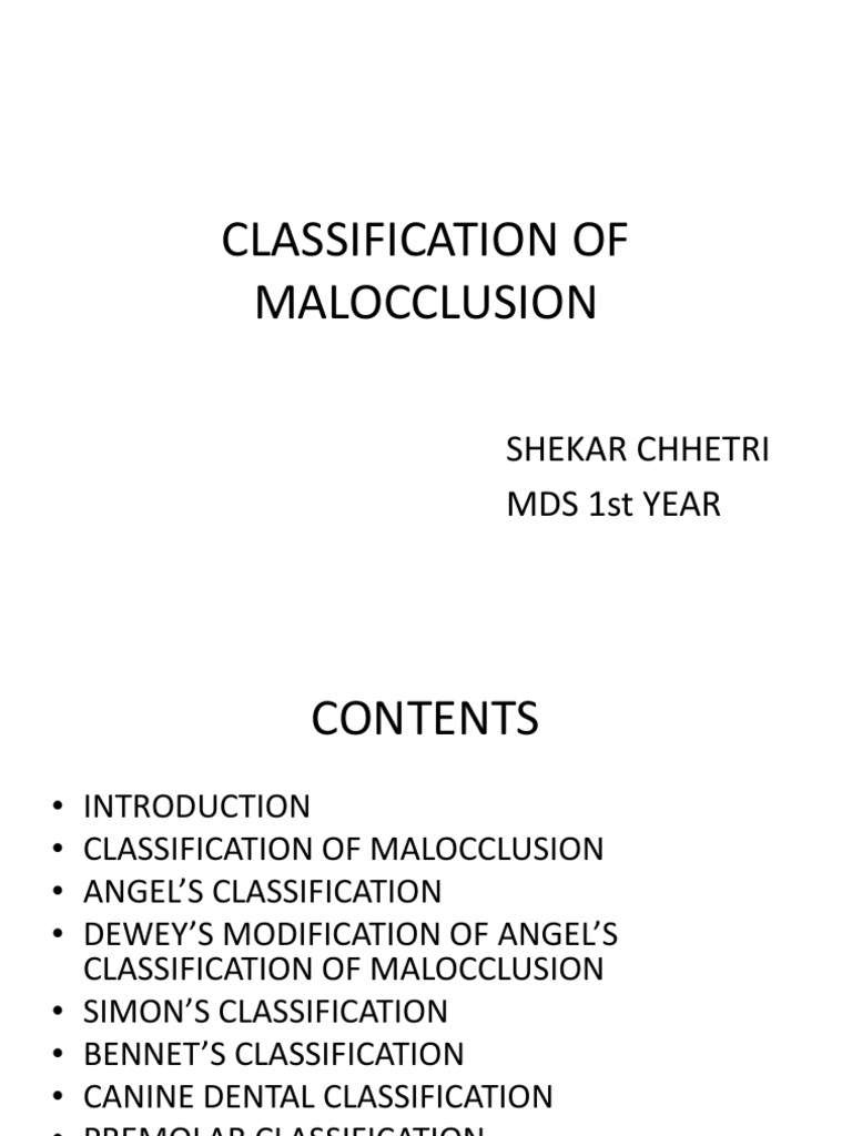 Classification of Malocclusion | PDF