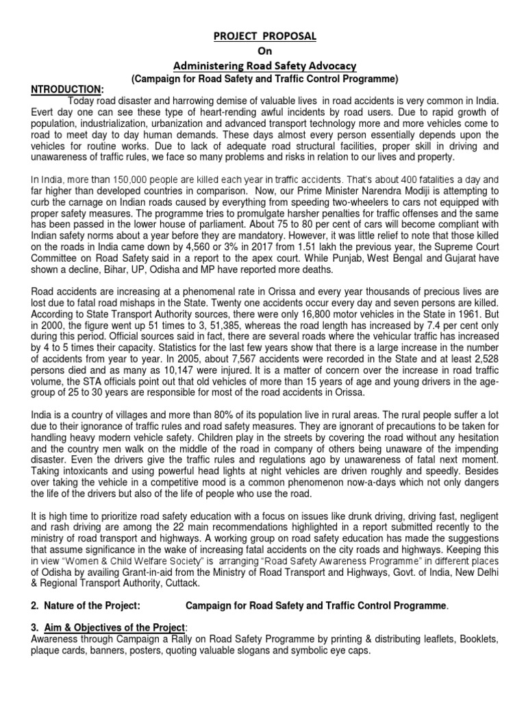Road Safety Proposal | PDF | Road Traffic Safety | Traffic Collision
