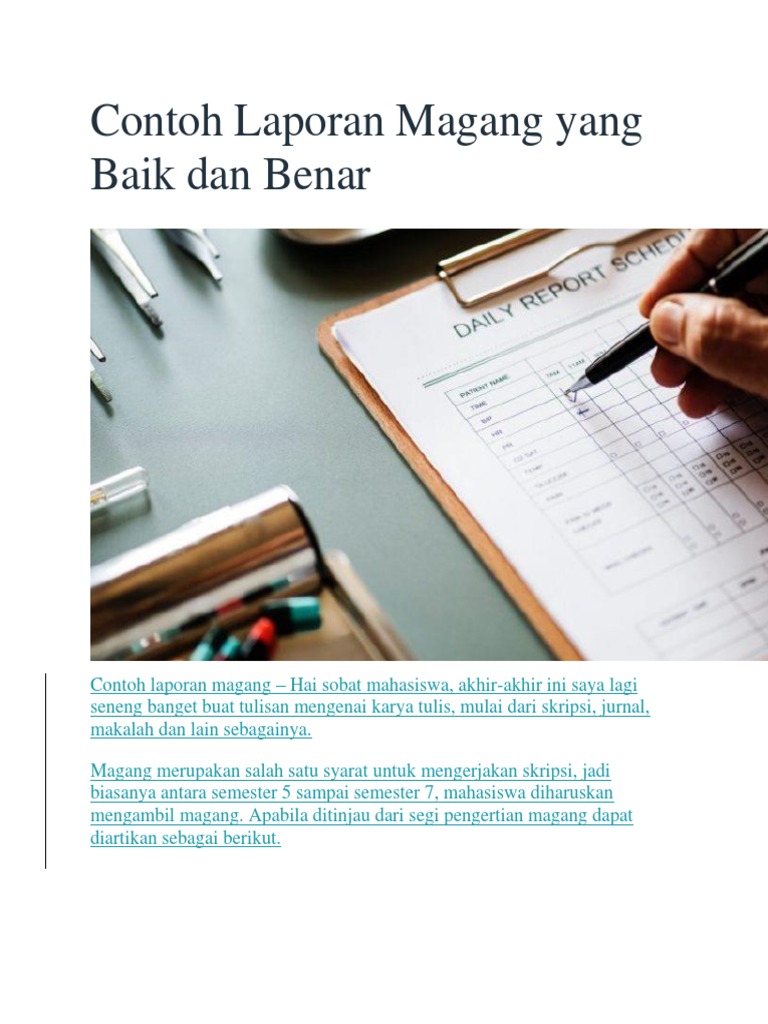 Contoh Laporan Magang Yang Baik Dan Benar Ssssiip | PDF